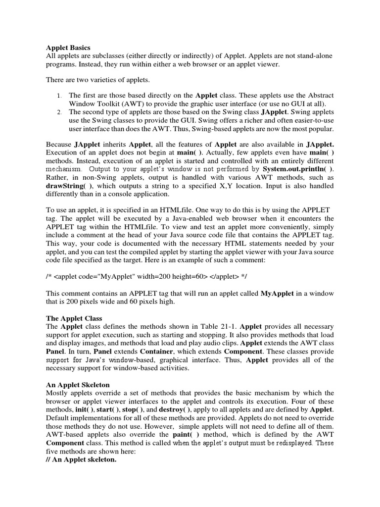 Mechanism. Output To Your Applet's Window Is Not Performed by | PDF ... Mechanism. Output To Your Applet's Window Is Not Performed by | PDF ...