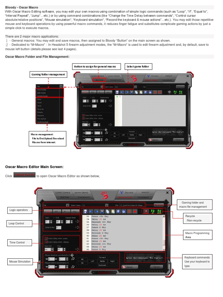 Bloody-Oscar Macro Manual-V131113-EN PDF | PDF | Computer Keyboard | Macro (Computer Science)