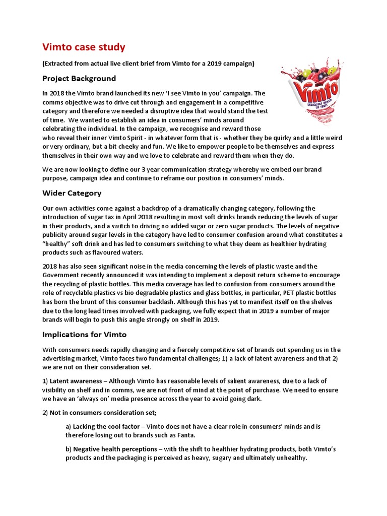 Vimto Case Study | PDF | Brand | Corporate Social Responsibility