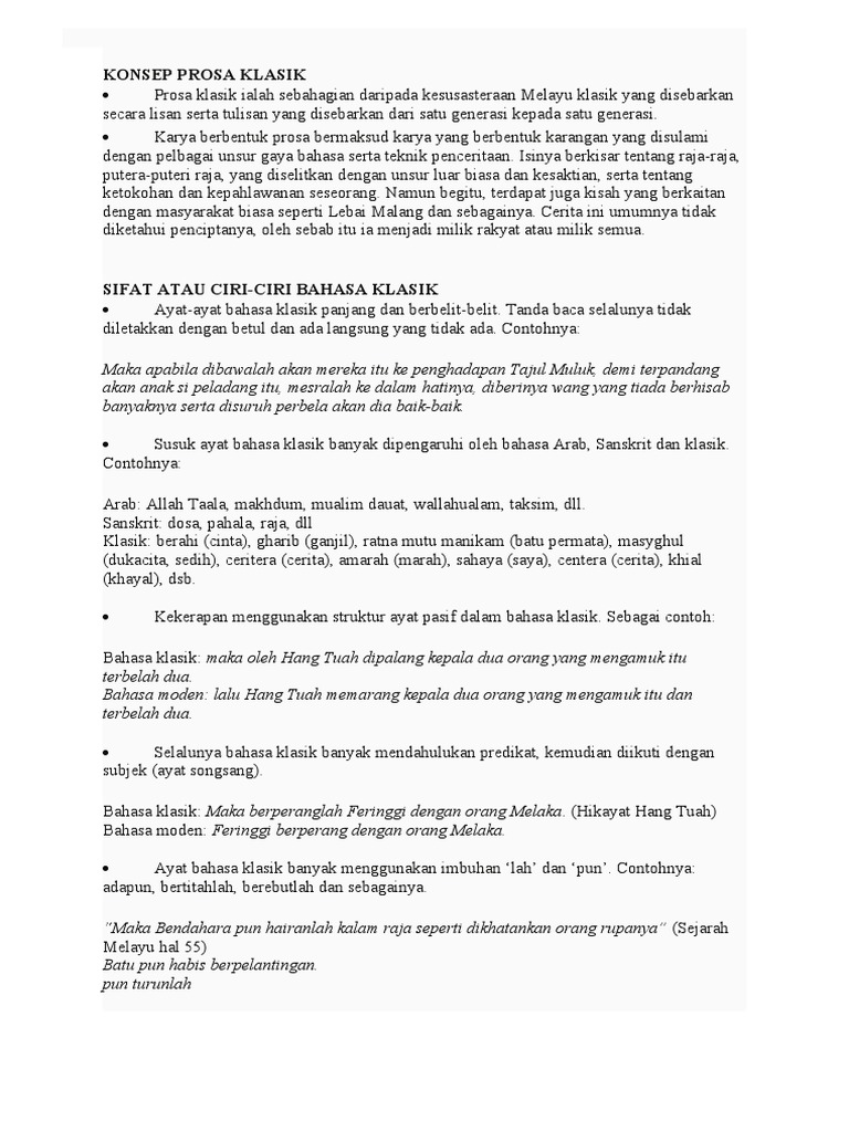 Konsep Prosa Klasik | PDF