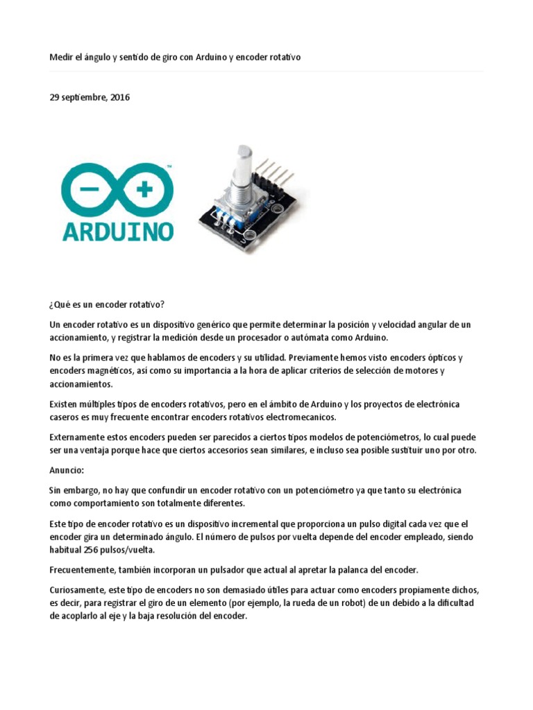Medir El Ángulo y Sentido de Giro Con Arduino y Encoder Rotativo | PDF ...