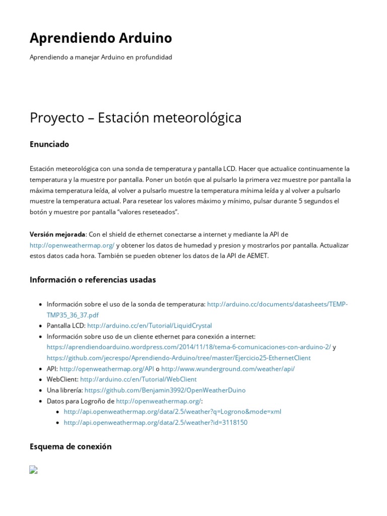 Proyecto - Estación Meteorológica - Aprendiendo Arduino | PDF | Internet | Redes