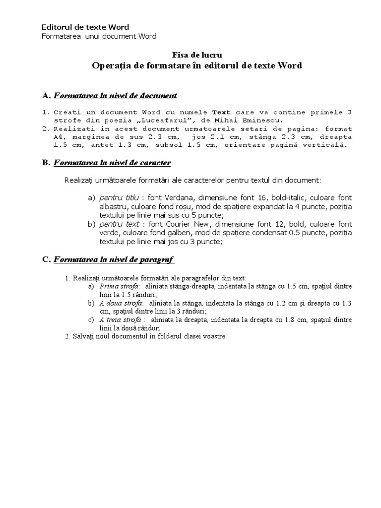 Formatare Paragraf | PDF