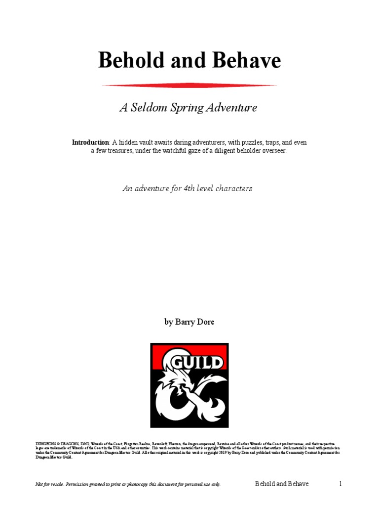 Behold and Behave | PDF | Wizards Of The Coast | Dungeons & Dragons