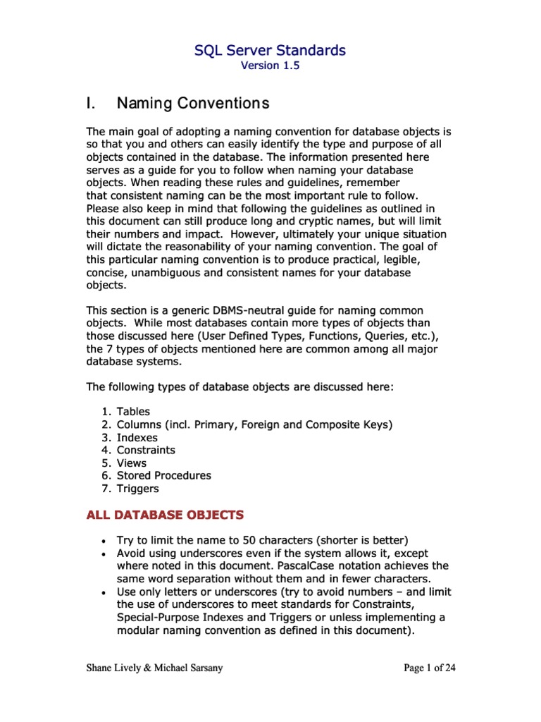 SQL Server Standards-Naming Convention PDF | PDF | Database Index | Relational Database