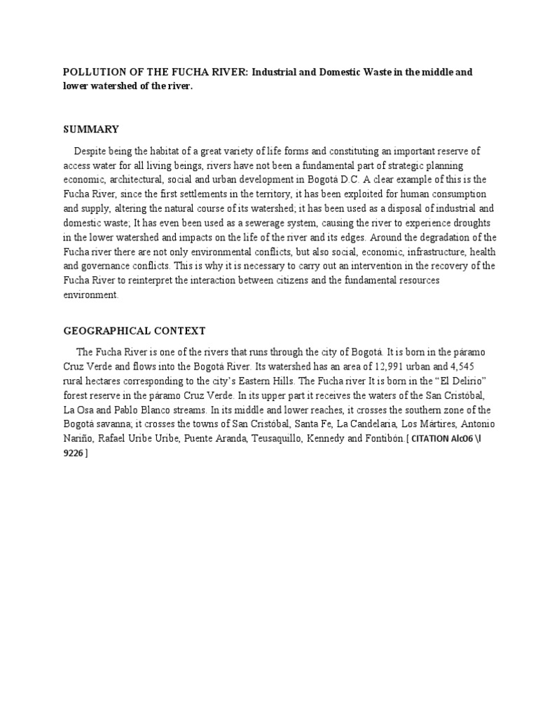 River Fucha and Pollution | PDF | Bogotá | Water Quality