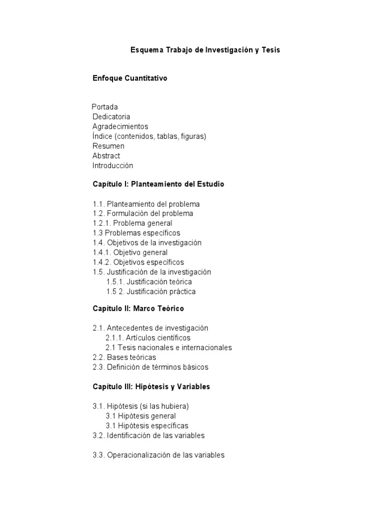 Esquema Trabajo de Investigación | PDF