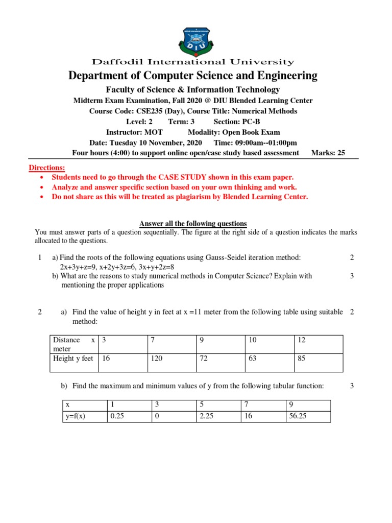 Department of Computer Science and Engineering | PDF | Numerical ...