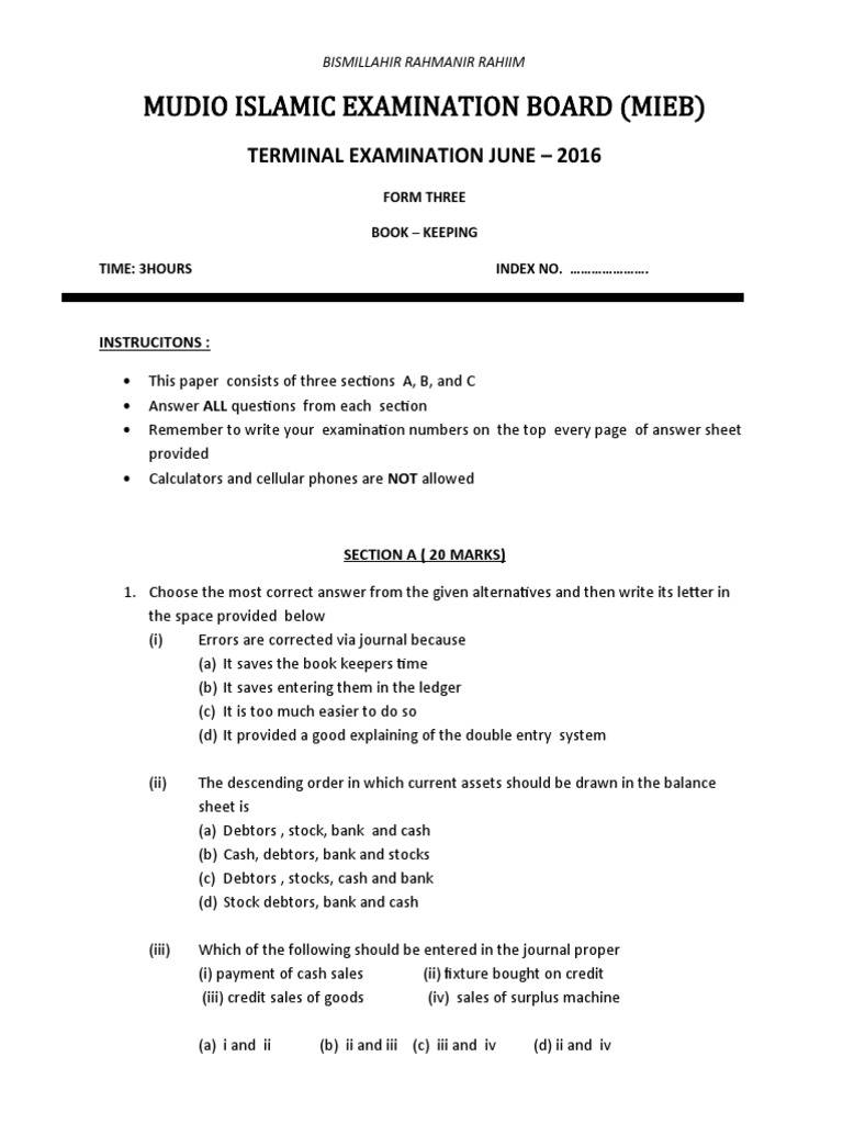 Mudio Islamic Examination Board (Mieb) | Download Free PDF | Bad Debt ...