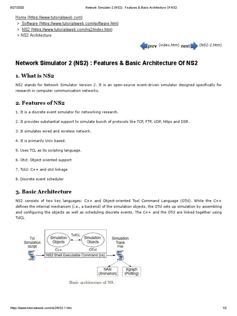 Network Simulator 2 (NS2) - Features & Basic Architecture of NS2 | PDF ...
