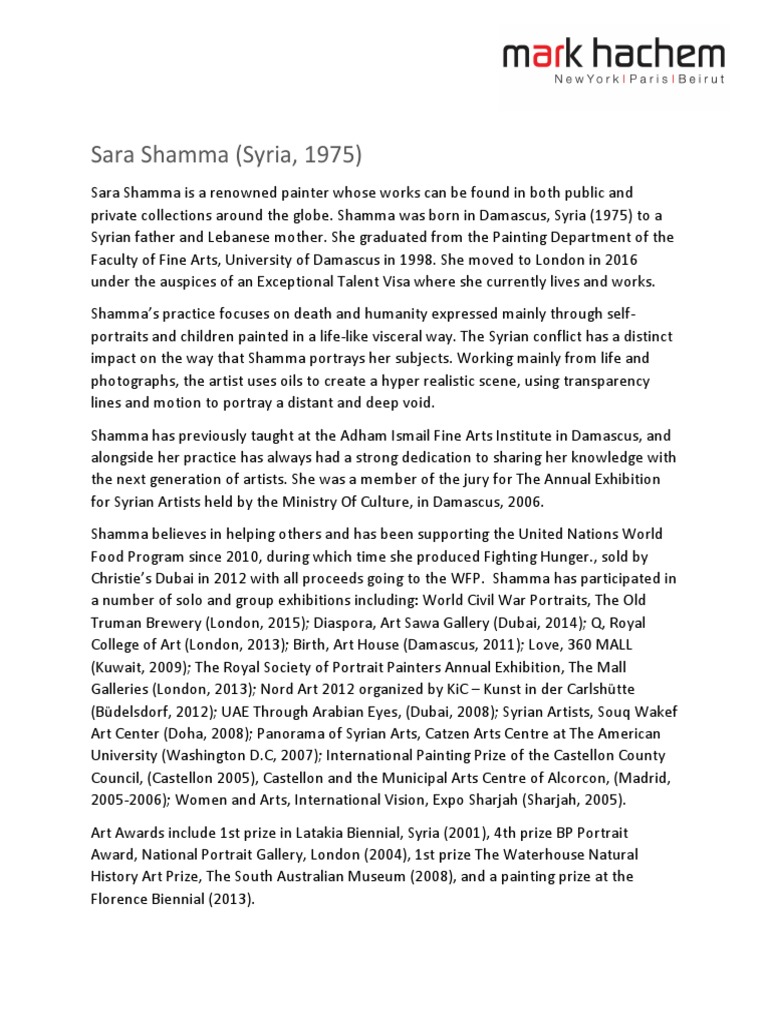Sara Shamma Biography 2018 | PDF | Syria | United Arab Emirates