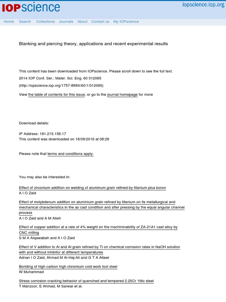 Blanking & Piercing Insights | PDF | Computers