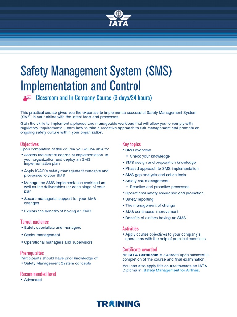 IATA SMS Implementation Course Overview | PDF | Risk Management | Safety