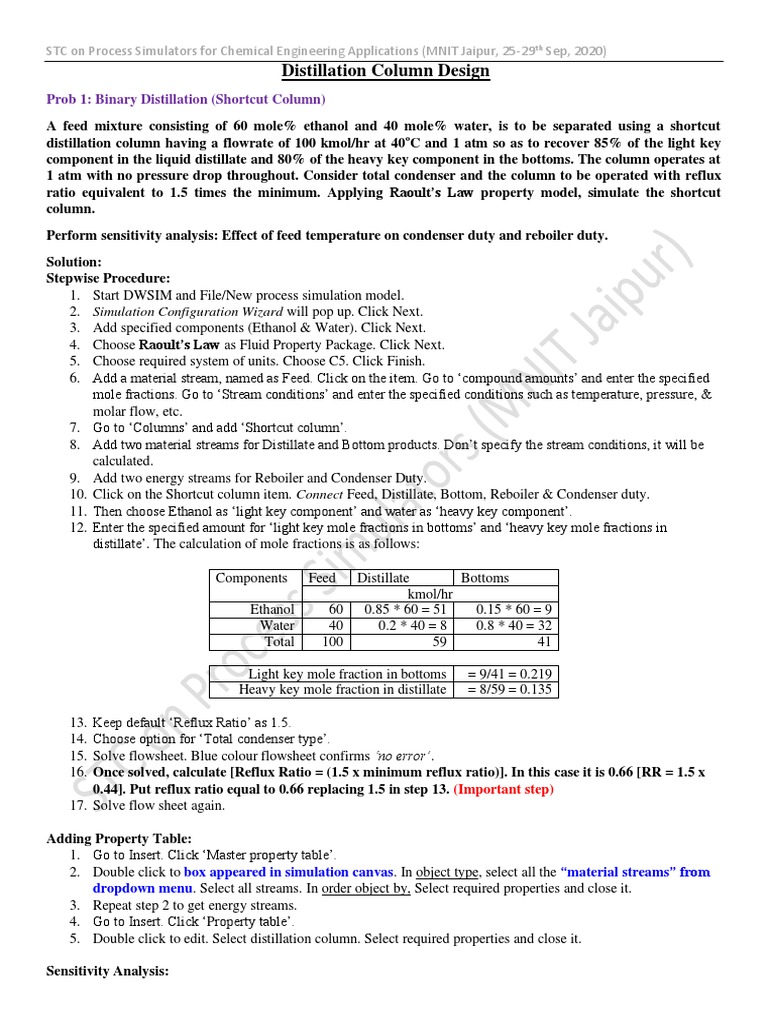 Day 4 Hands-On - Distillation Column Design PDF | PDF | Distillation ...