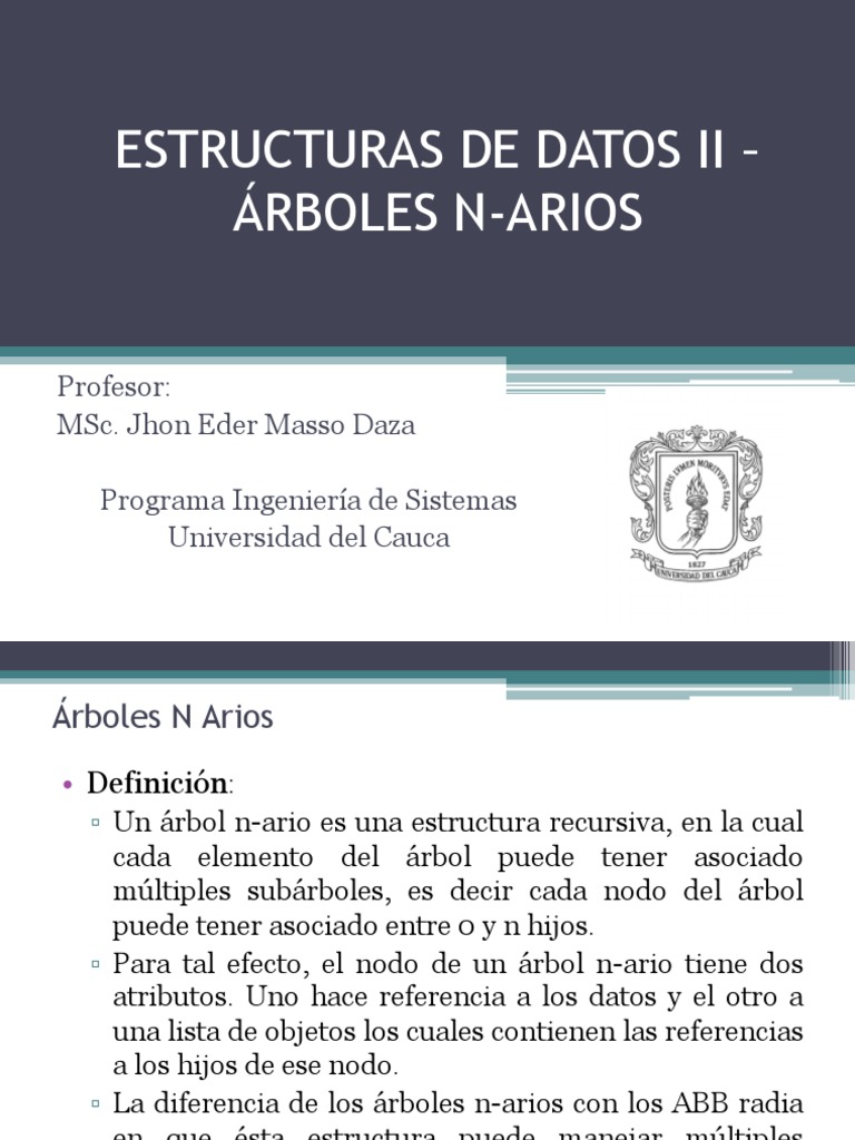 Estructuras de Datos Ii - Árboles N Arios PDF | PDF | Programación de computadoras | Gestión de ...