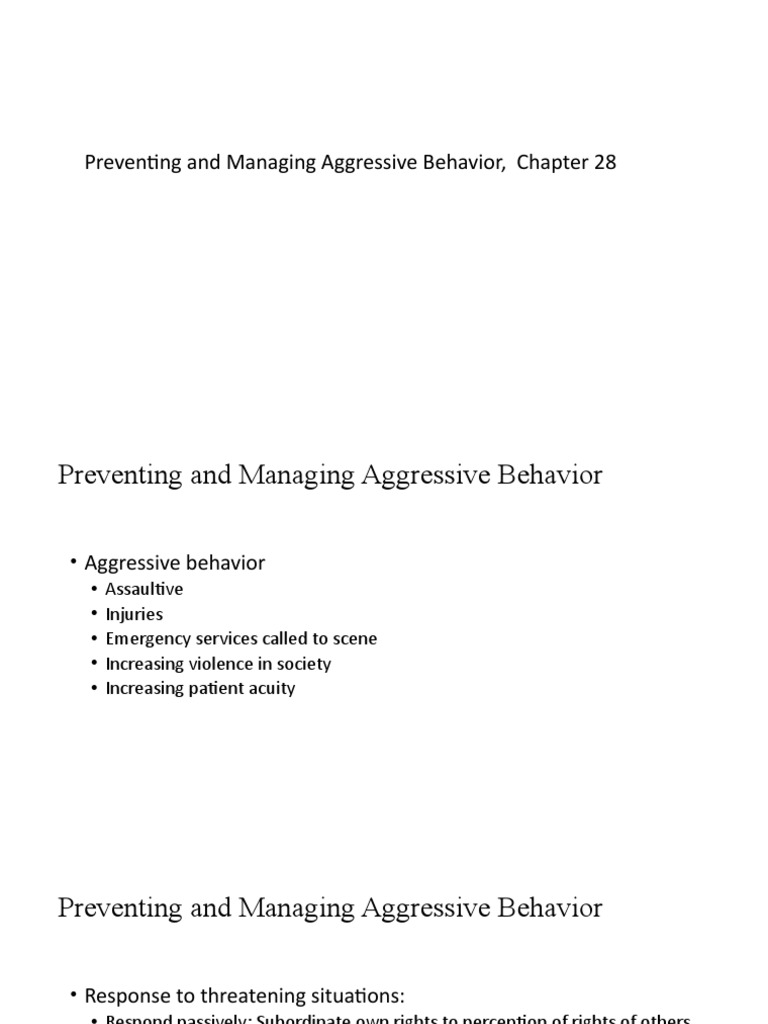 Preventing and Managing Aggressive Behavior, Chapter 28 | PDF ...