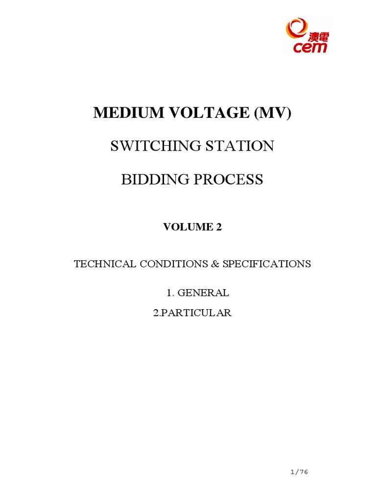 Medium Voltage (MV) : Switching Station Bidding Process | PDF | Mains ...