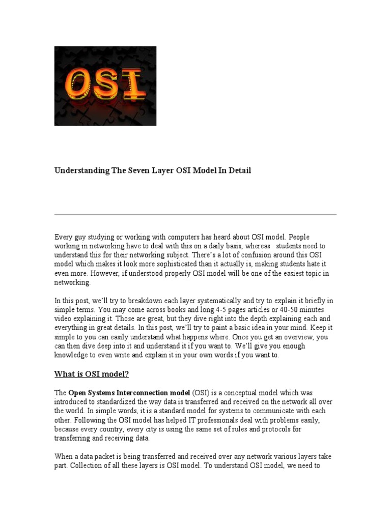 Understanding The Seven Layer OSI Model in Detail | PDF | Osi Model ...