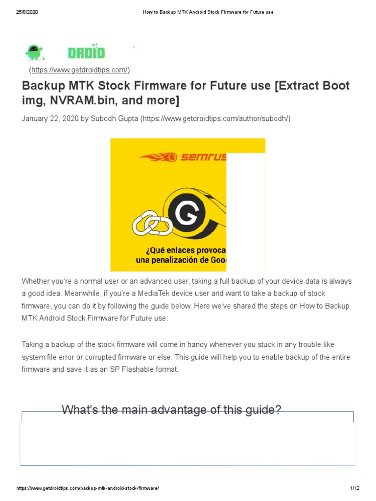 How To Backup MTK Android Stock Firmware For Future Use PDF | PDF ...