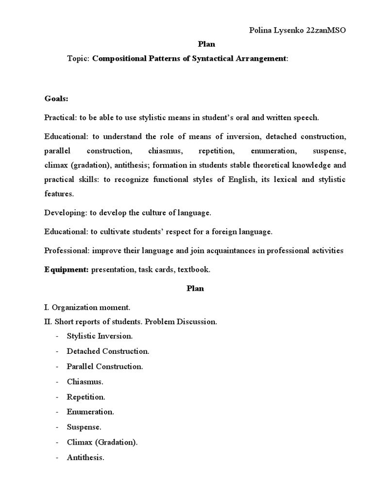 Compositional Patterns of Syntactical Arragement | PDF | Linguistics ...