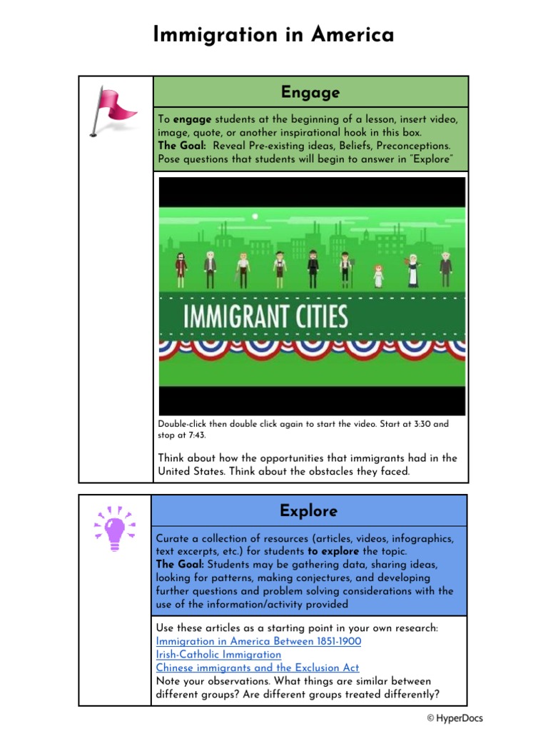 5e Inquiry-Based Lesson Plan Template-Hyperdoc 1 | PDF | Immigration ...