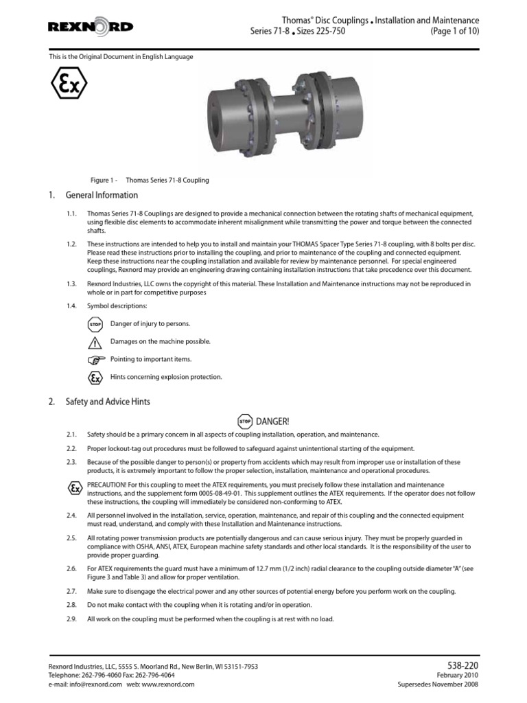 538-220 - Thomas Coupling Manual | PDF | Screw | Tools