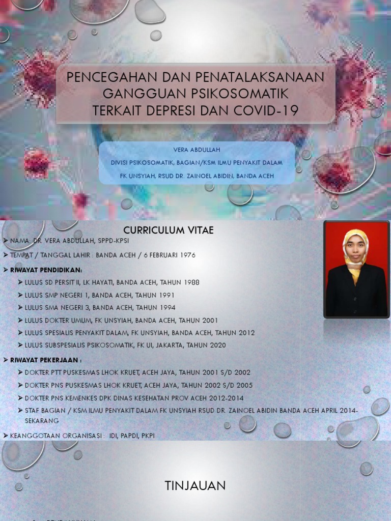 PENCEGAHAN DAN PENATALAKSANAAN GANGGUAN PSIKOSOMATIK TERKAIT DEPRESI DAN COVID-19 - Dr. Vera ...