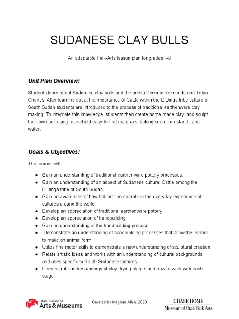 Clay Bulls Sudanese Folk Art Lesson Plan | PDF | Cattle | Pottery