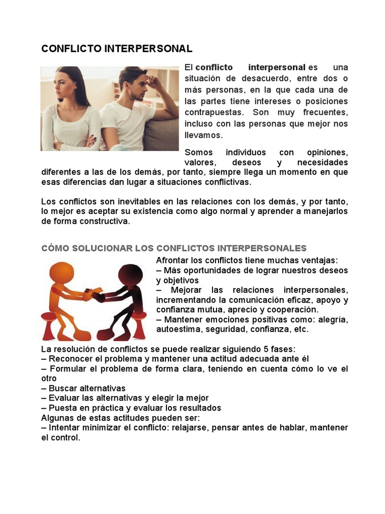 Conflicto Interpersonal | PDF | Conflicto (proceso) | Autoestima