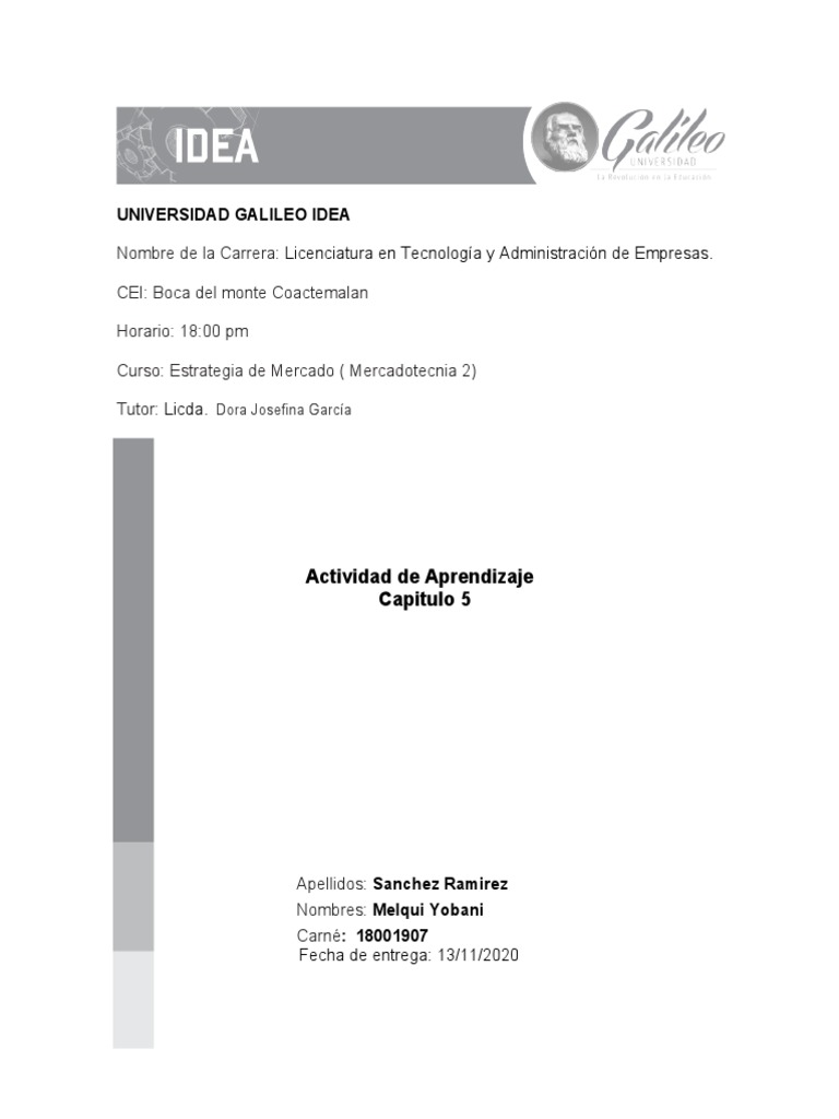 Actividades De Aprendizaje Capitulo 5 1 Pdf Marketing Televisión