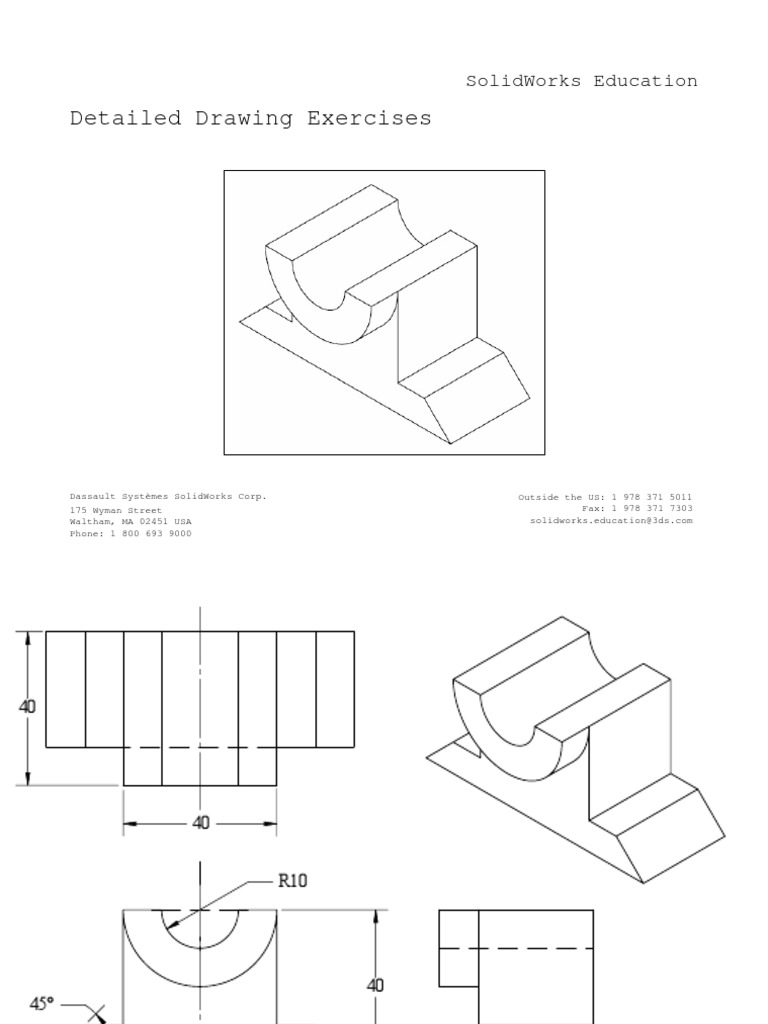 Detailed Drawing Exercises: Solidworks Education | PDF | Graphic Design ...