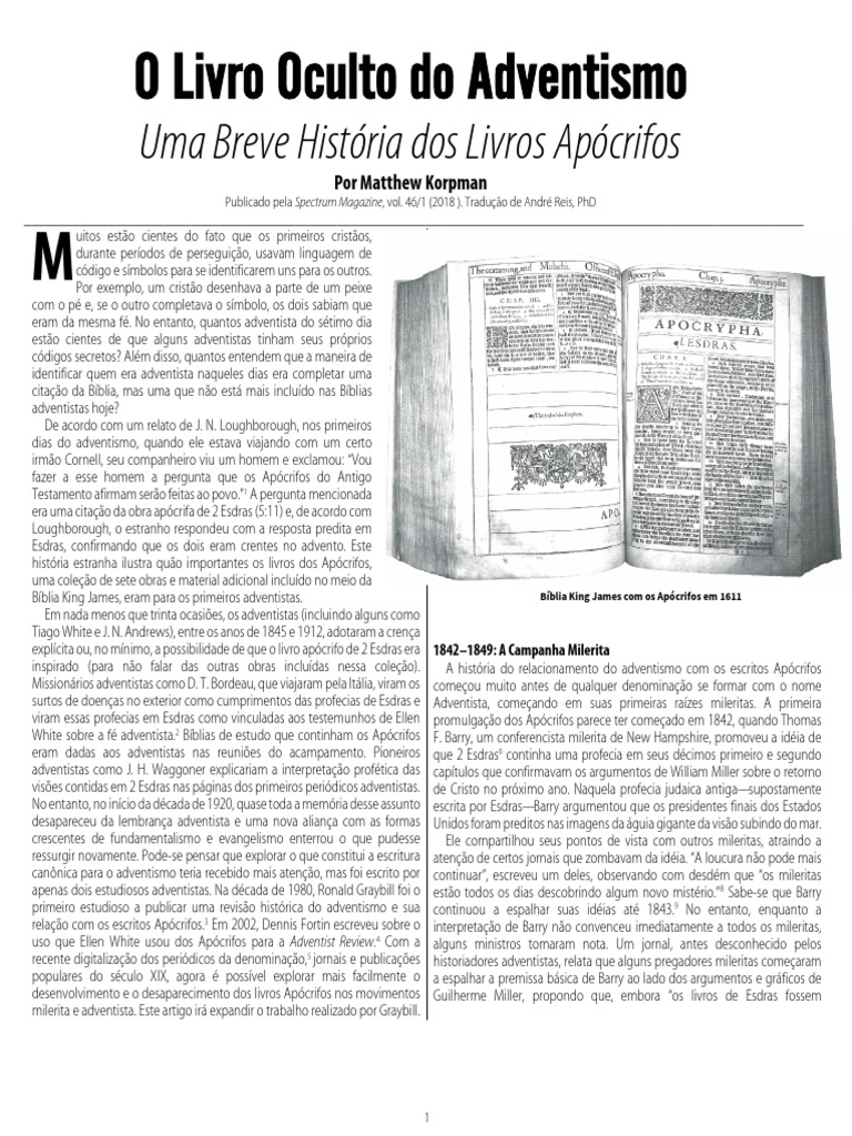 O Livro Oculto Do Adventismo (Matthew Korpman) PDF | PDF | Igreja ...