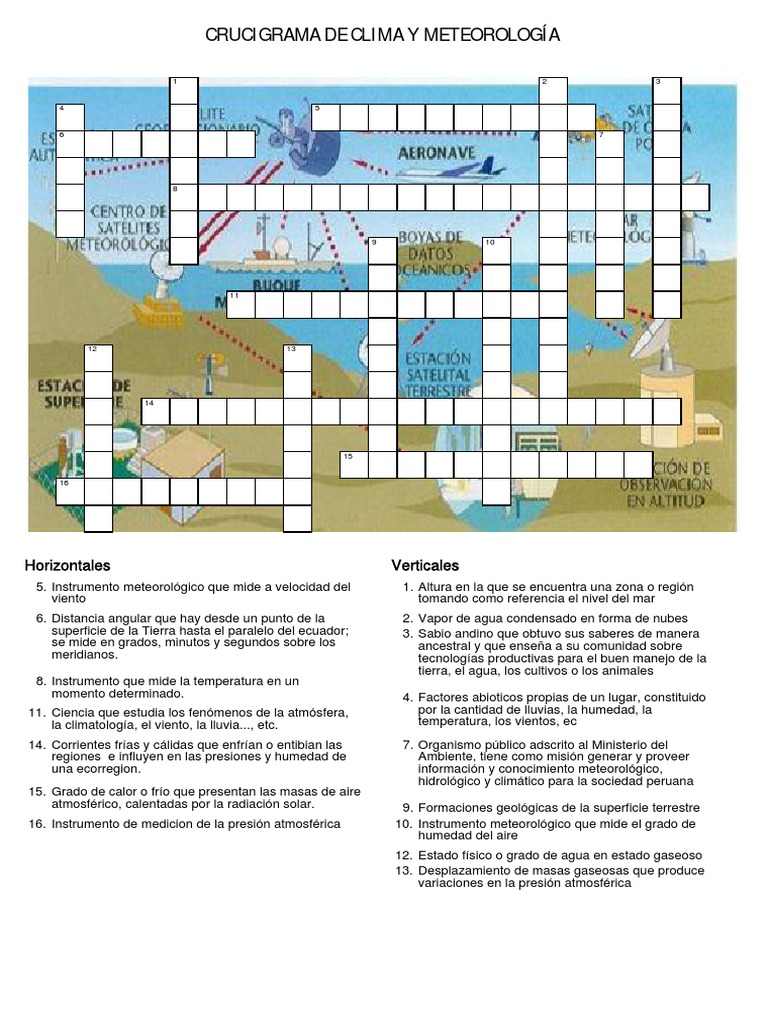 Hoja De Trabajo De Crucigrama Sobre El Clima
