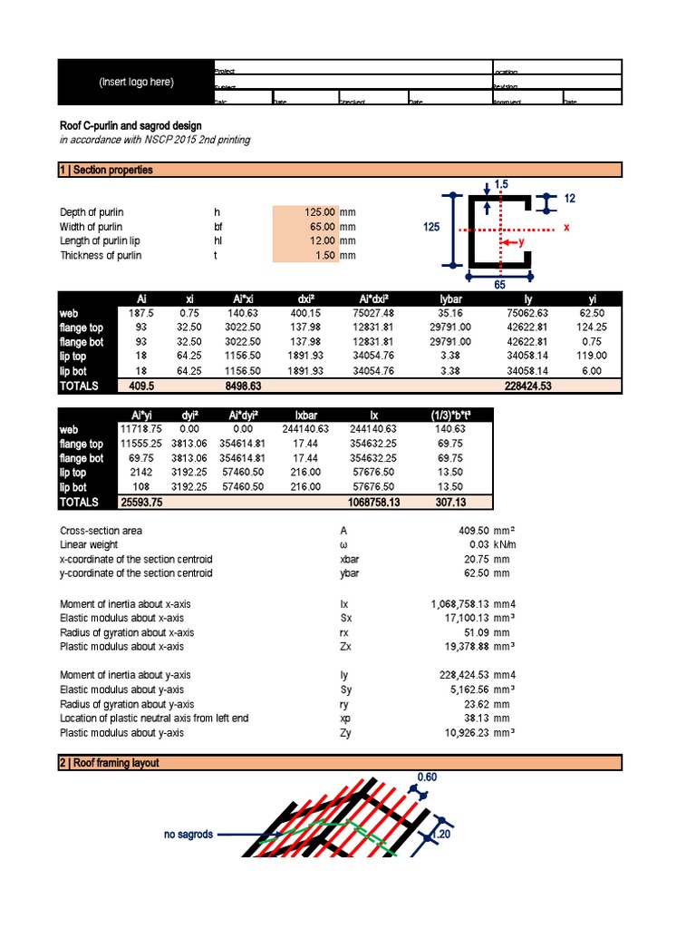 Purlin & Sagrod Design (NSCP 2015) | PDF | Buckling | Bending