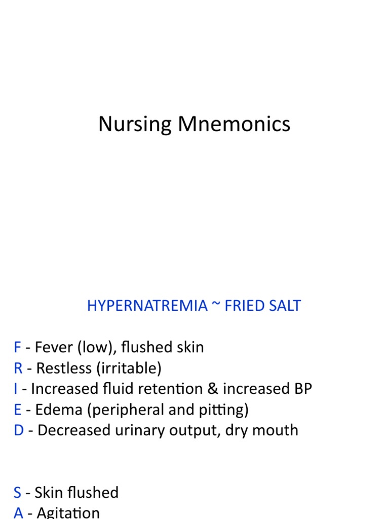 Nursing Mnemonics | PDF