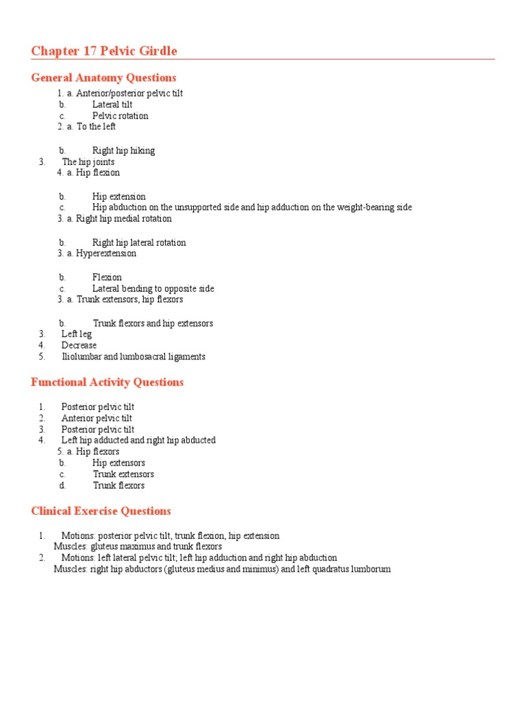 Chapter 17 Pelvic Girdle ANs | PDF | Pelvis | Anatomical Terms Of Motion