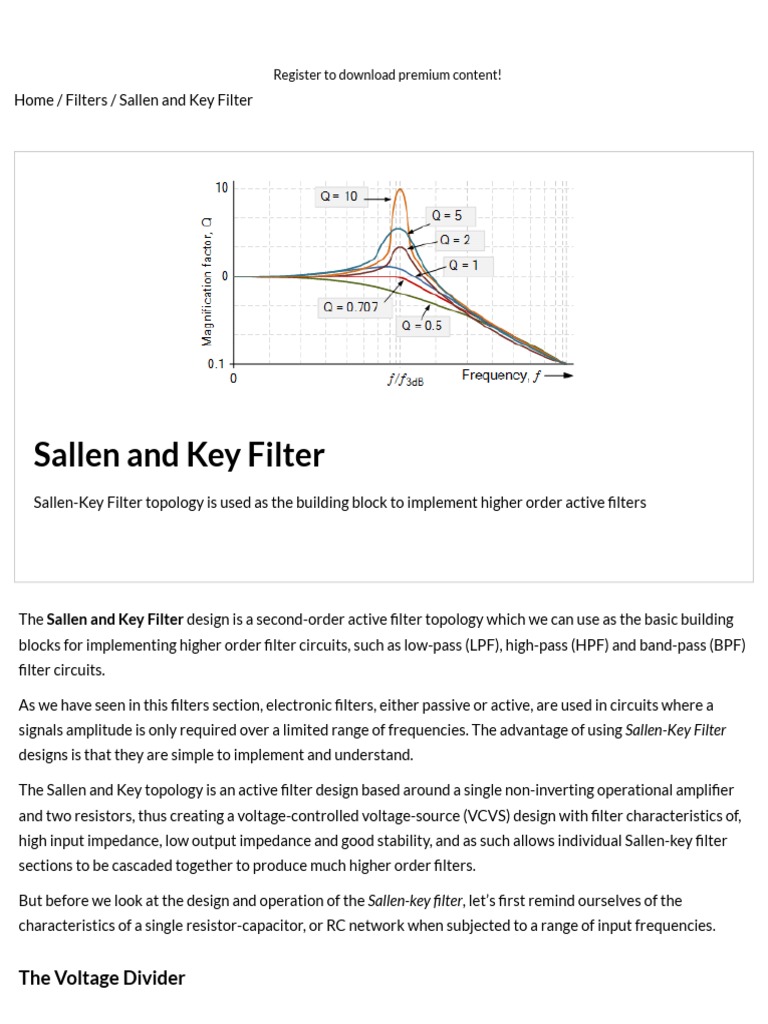 Sallen and Key Filter Design For Second Order RC Filters | PDF ...