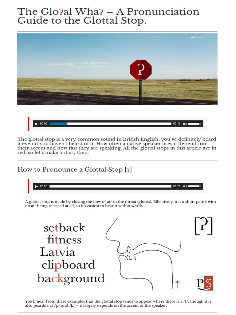 The Glottal What - A Pronunciation Guide To The Glottal Stop | PDF ...