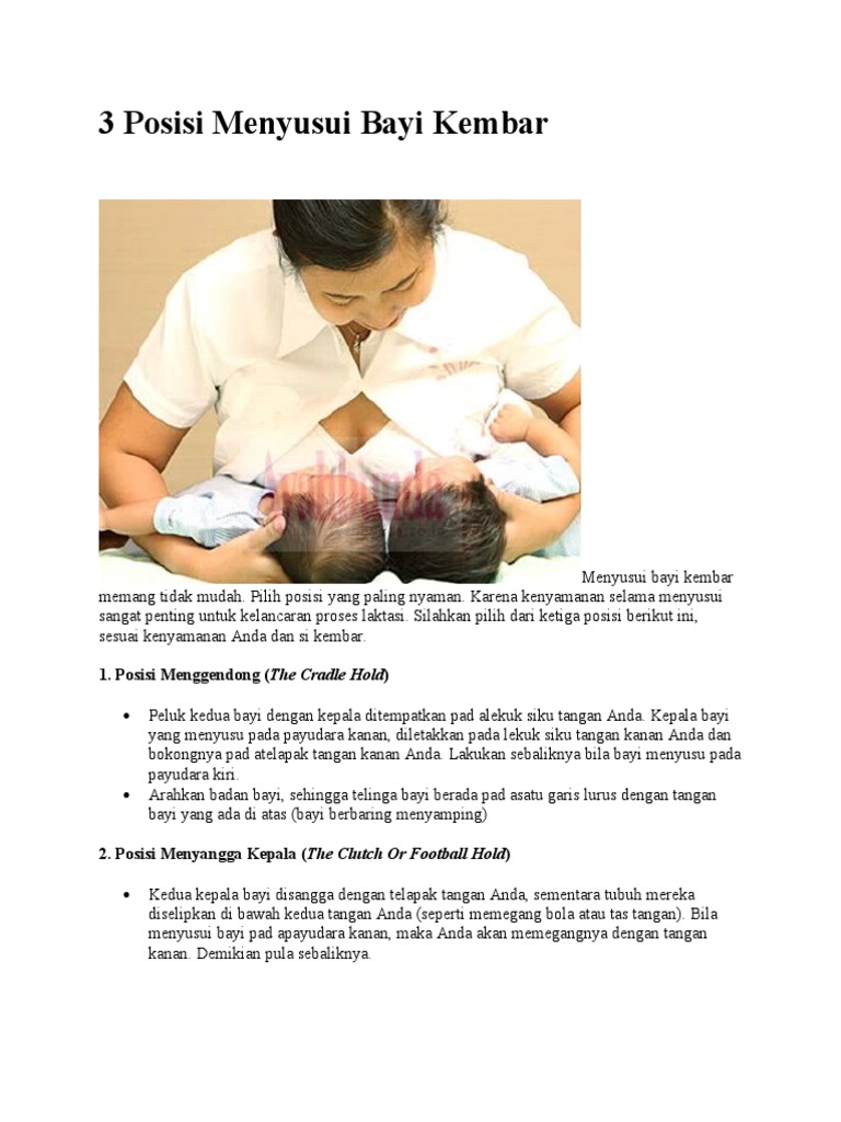 Menyusui Bayi Kembar Secara Nyaman | PDF