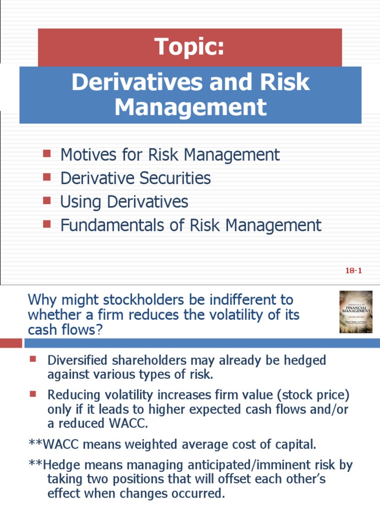 Derivatives in Risk Management Overview | PDF | Option (Finance ...