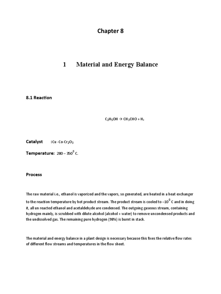 Mass Balance | PDF | Distillation | Heat Exchanger