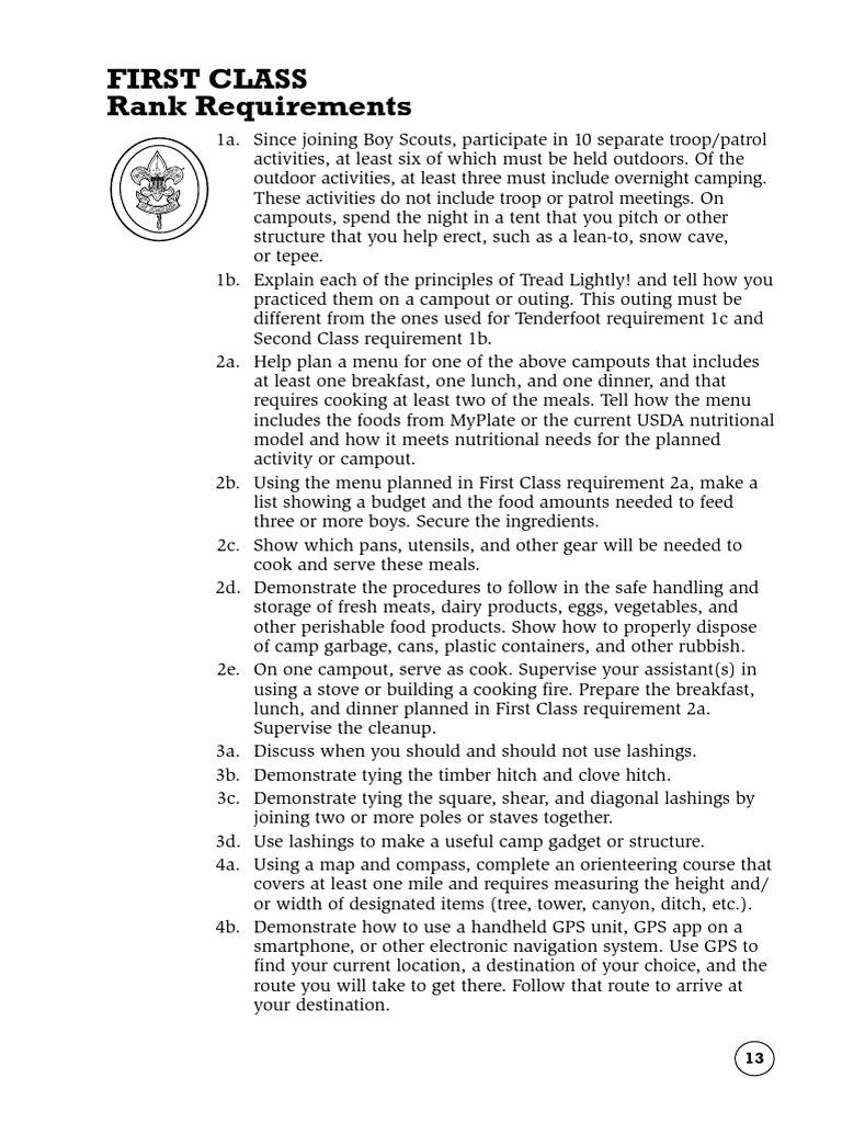 First Class Rank Requirements 2018 | PDF | Foods | Weather