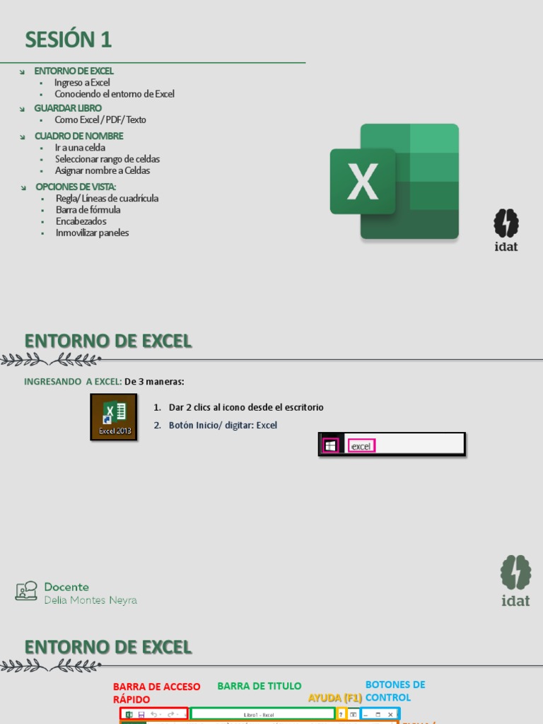 Sesión 1 Excel Básico - IDAT | PDF | Microsoft Excel | Informática