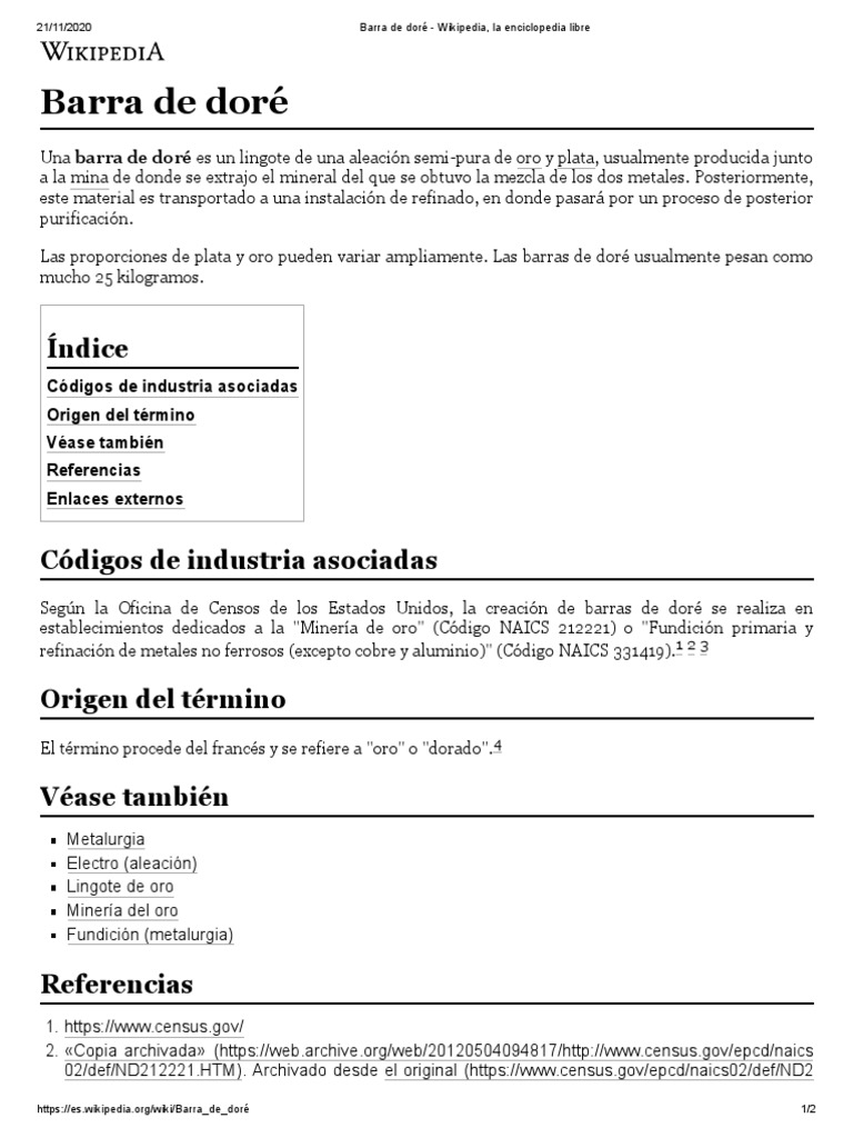 Barra de Doré - Wikipedia, La Enciclopedia Libre | PDF | Wikipedia ...