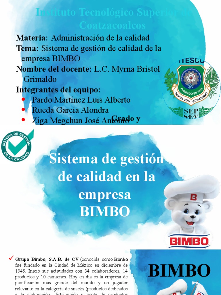 Sistema de gestión de calidad de la empresa BIMBO basado en la norma ISO 9001 | PDF | Calidad ...