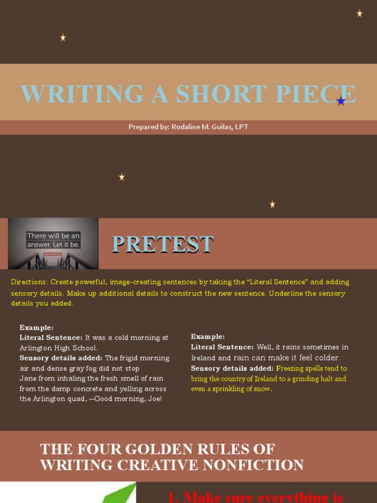 Writing A Short Piece: Prepared By: Rodaline M. Guilas, LPT | PDF ...