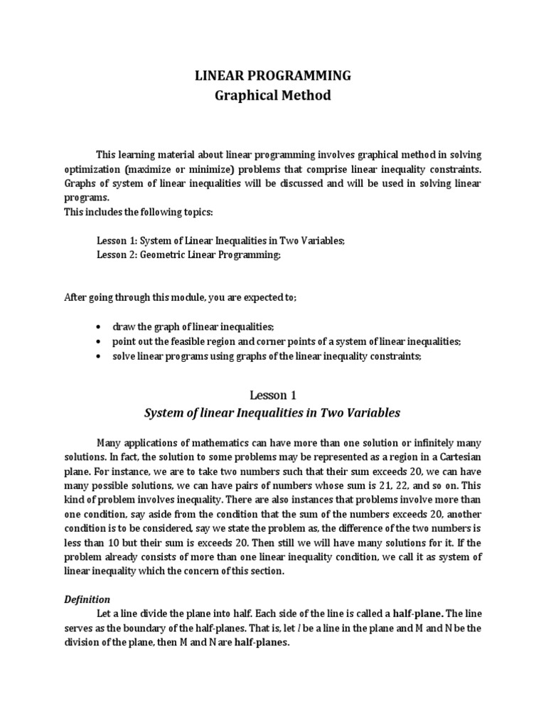LP - Graphical Method | Download Free PDF | Linear Programming | Maxima ...