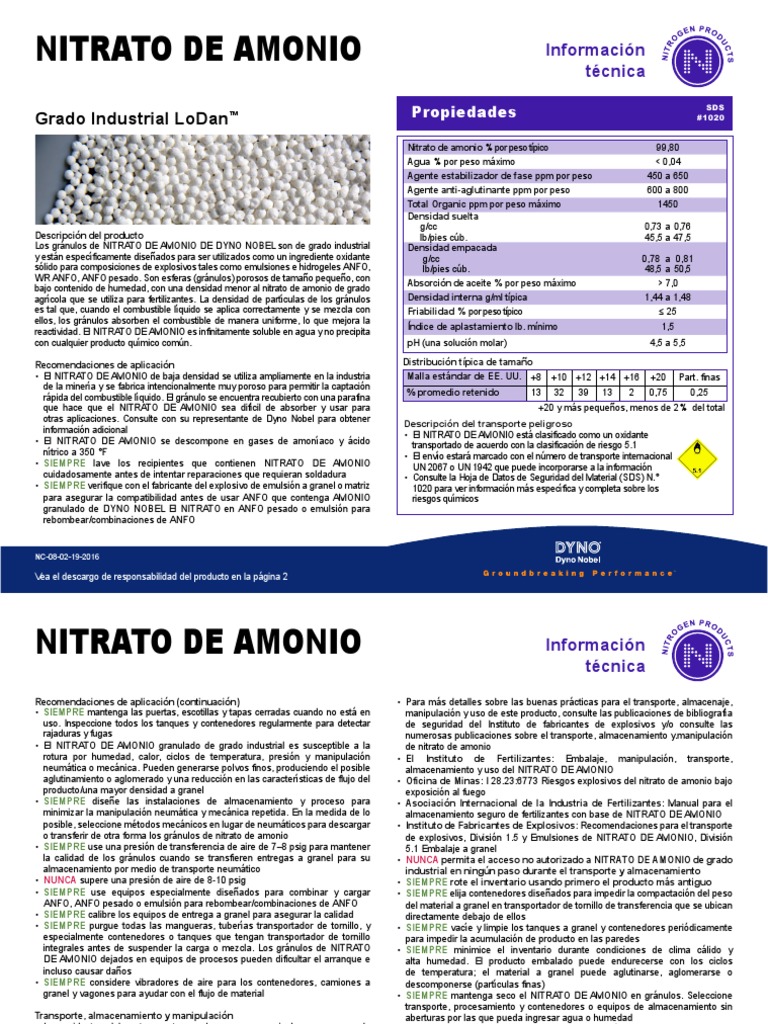 Nitrato de Amonio | PDF | Nitrato | Fertilizante