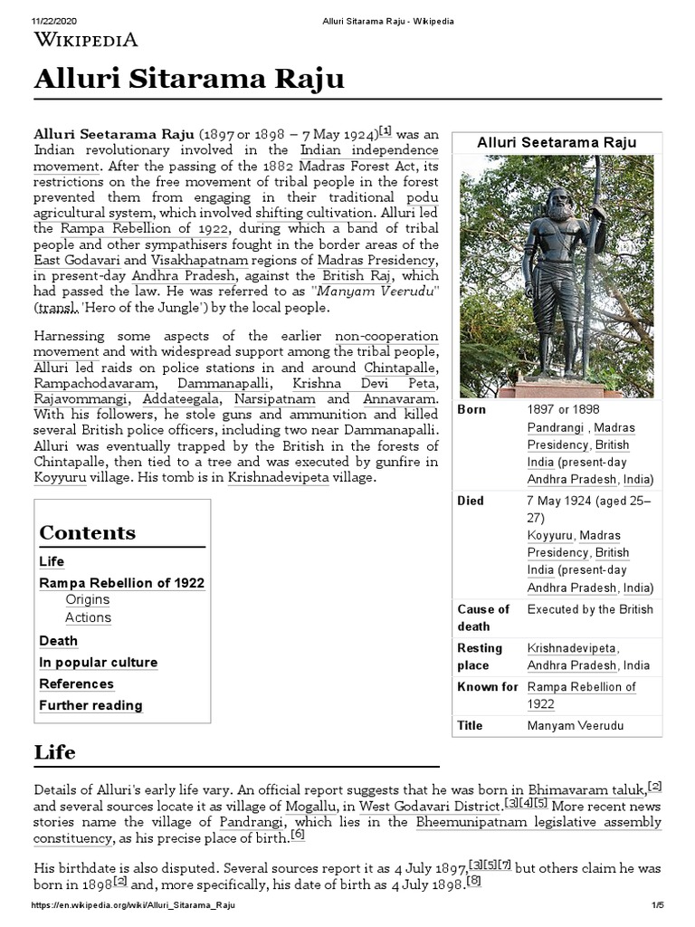 Alluri Sitarama Raju - Wikipedia | PDF