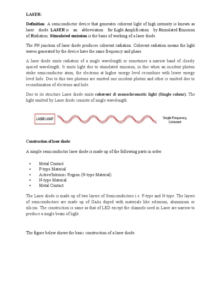 Laser: Definition: A Semiconductor Device That Generates Coherent Light ...